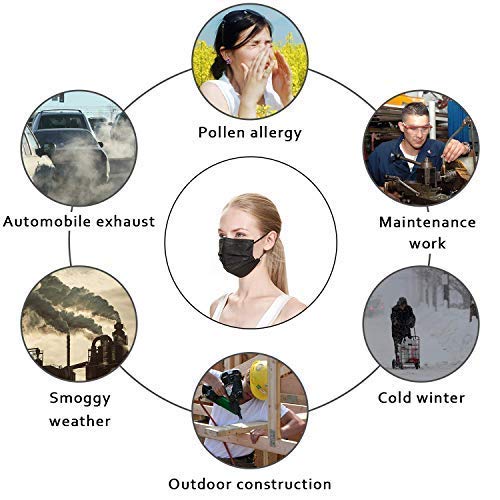 Disposable Antiviral Face Mask 3 Layers Black - Woowooh