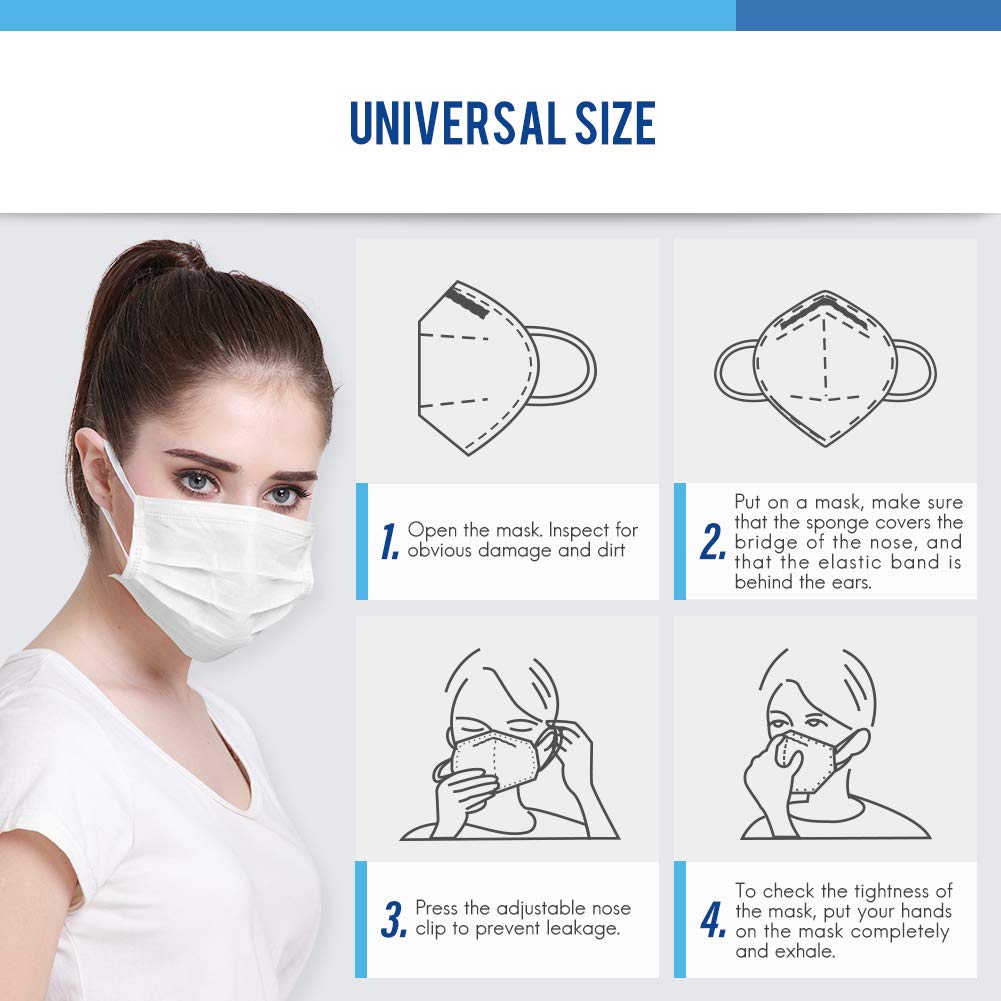 Disposable Face Mask White Earloop 3-Ply for Personal Health - Woowooh